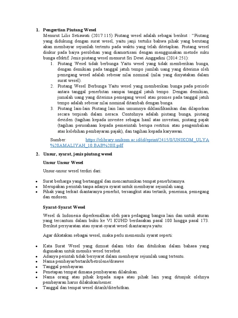 Pengertian Piutang Wesel | PDF