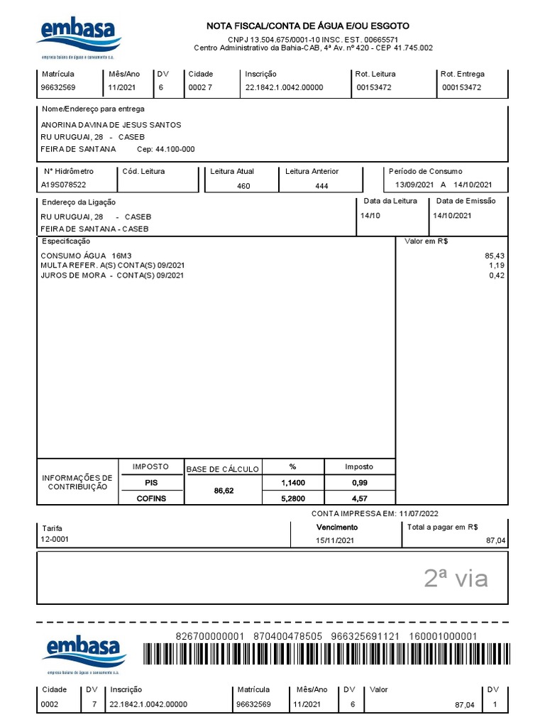Embasa Segunda Via Pdf
