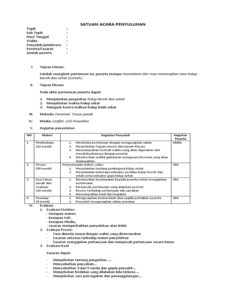 Format Sap Penyuluhan Di Komunitas | PDF