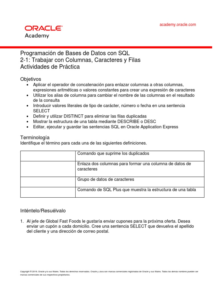DP 2 1 Practice Esp | PDF | SQL | Software