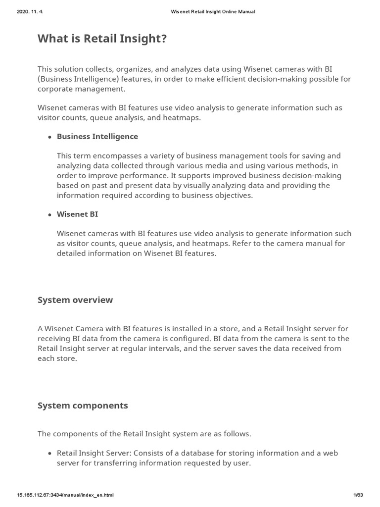 Wisenet Retail Insight Online Manual v2.01 | PDF | Online And Offline ...