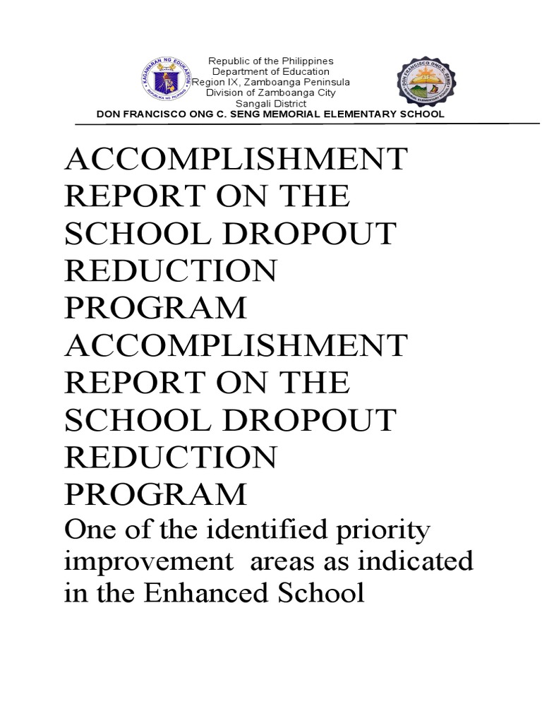 Accomplishment Report On School Dropout Reduction Program | PDF ...