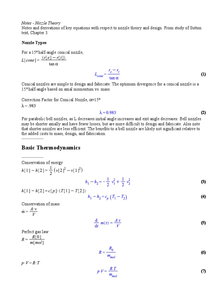 Nozzle Design & Theory Notes | PDF | Fluid Dynamics | Thrust