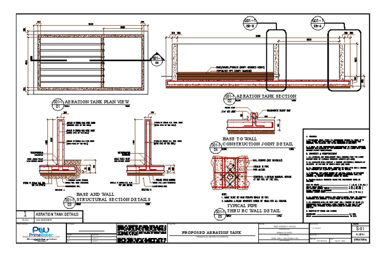 Aeration Tank Structural Drawing 07apr2022 | PDF