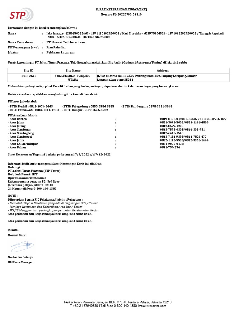 Surat Keterangan Tugas (SKT) | PDF