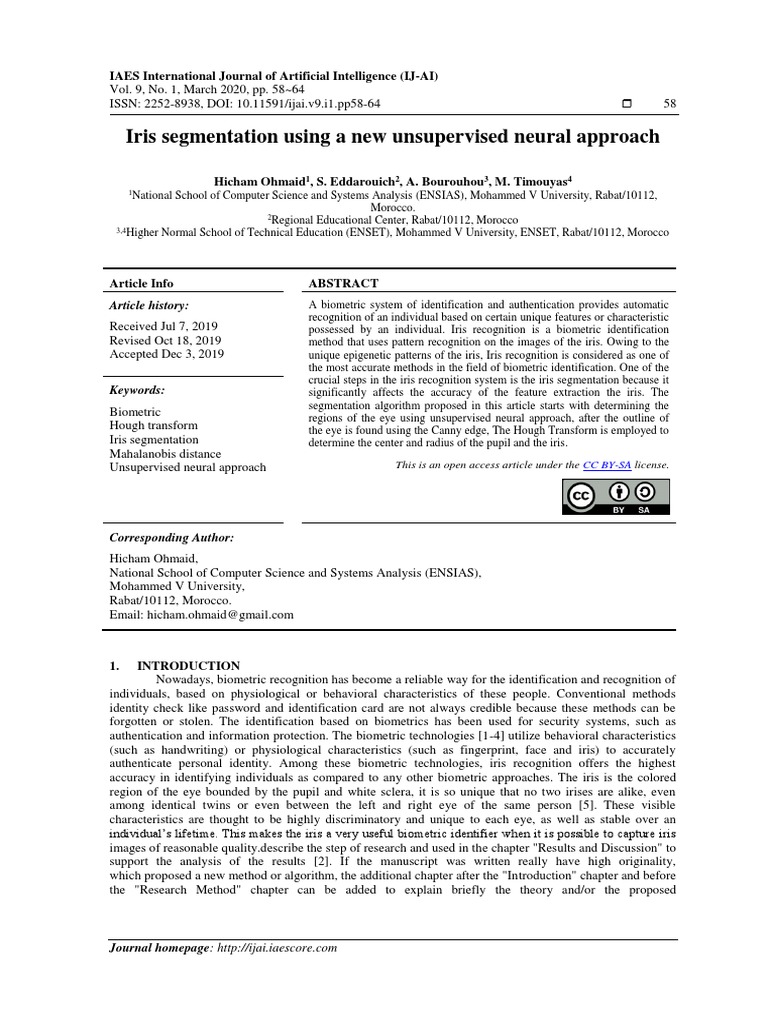 Iris Segmentation Using A New Unsupervised Neural Approach Pdf
