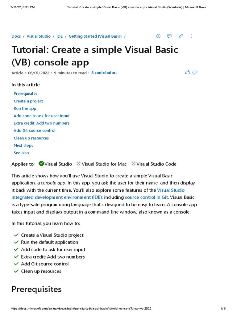 Tutorial - Create A Simple Visual Basic (VB) Console App - Visual ...