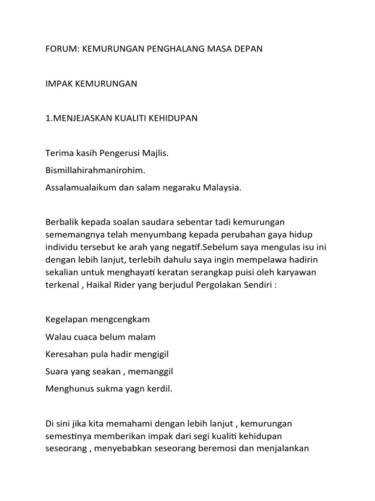 Teks Forum | PDF | Pengembangan Diri