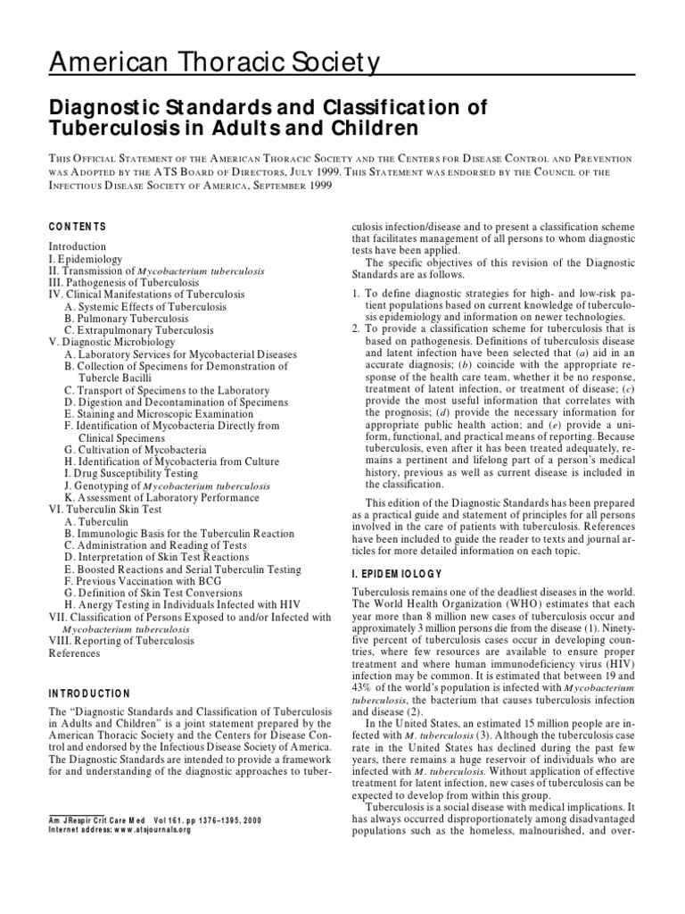 DX STD and Classification of TBC in ATS | PDF | Tuberculosis | Infection