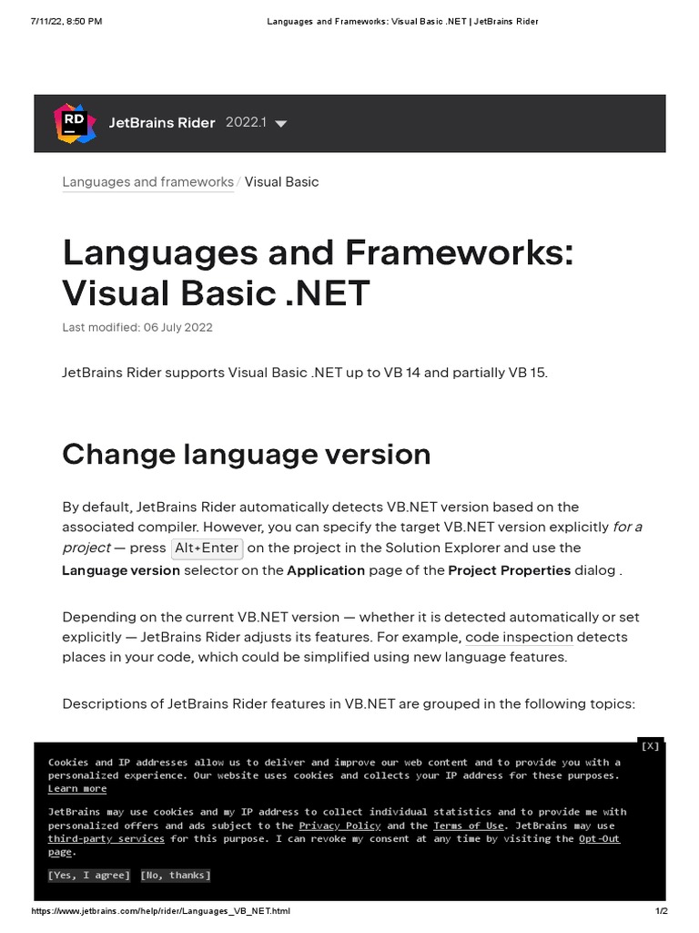 Languages and Frameworks - Visual Basic .NET - JetBrains Rider | PDF ...
