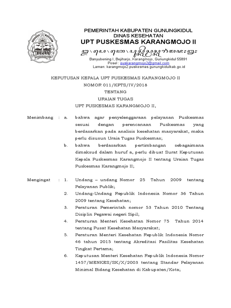 SK Uraian Tugas | PDF