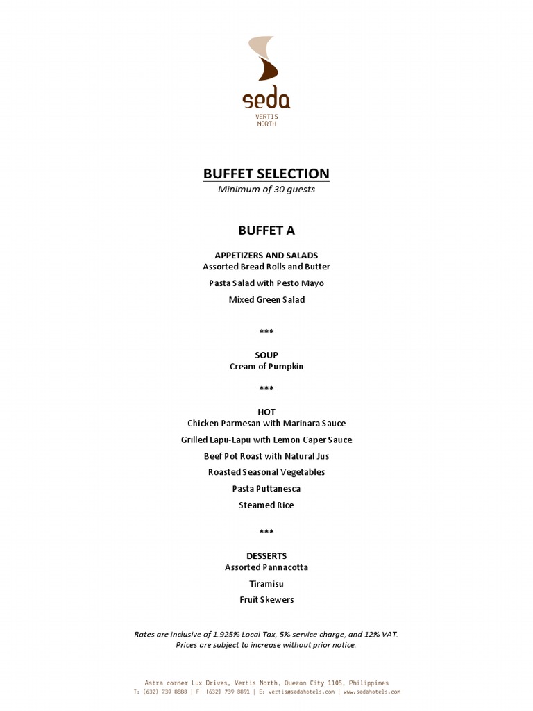 SVN Lunch Buffet Menu Options | PDF | Salad | Soup