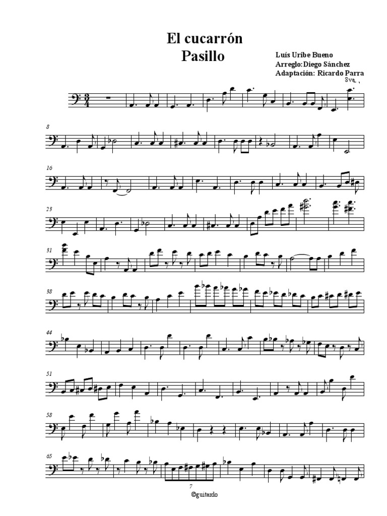 El Cucarron Adaptado - Electric Bass | PDF