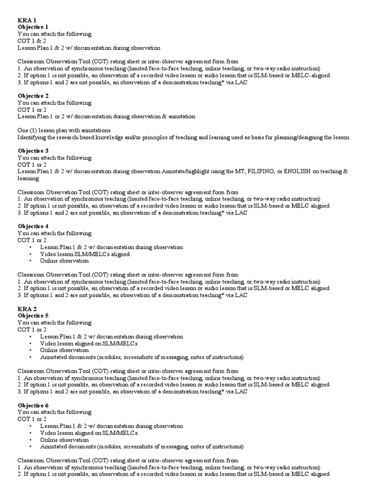 Kra 1 Objective 1 | Download Free PDF | Lesson Plan | Learning