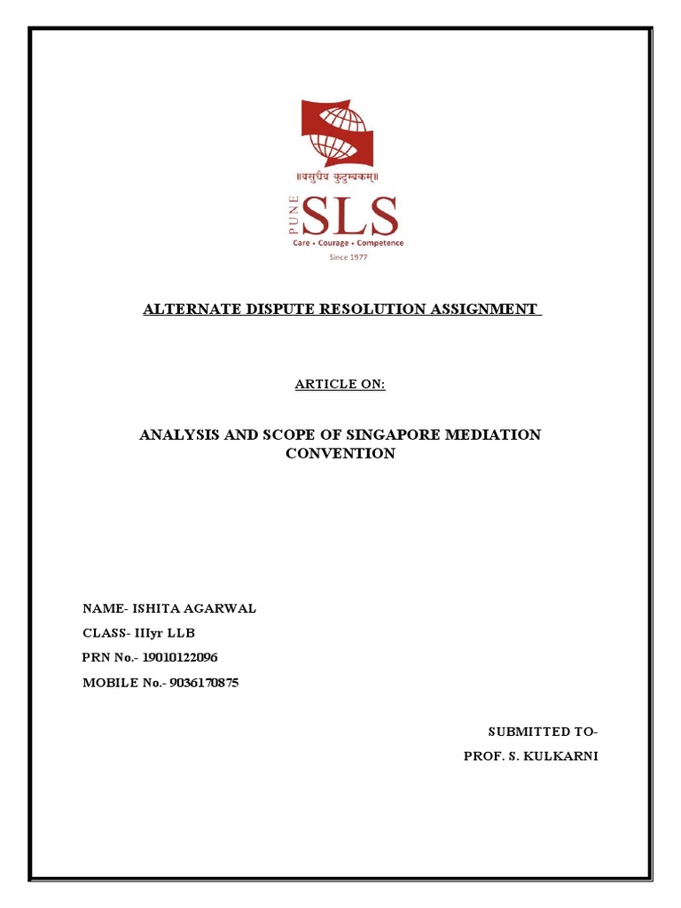 Alternate Dispute Resolution Assignment: Article On | PDF | Mediation | Arbitration