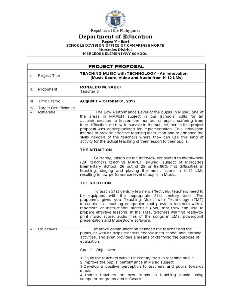 Project Proposal Innovation | PDF | Teachers | Cognition