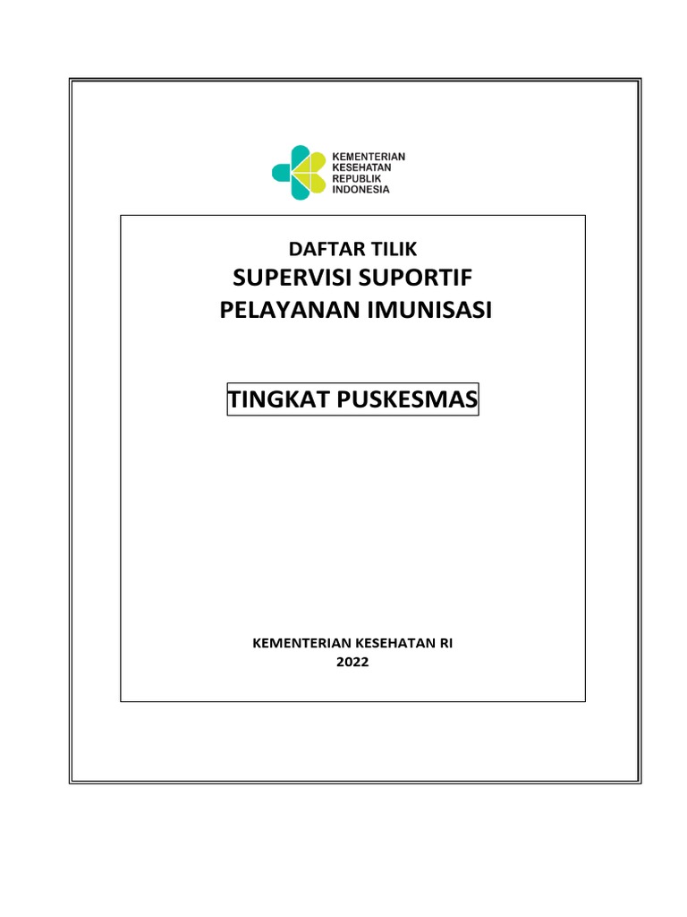 Daftar Tilik Supervisi Suportif Imunisasi TK Puskesmas v25052022 | PDF