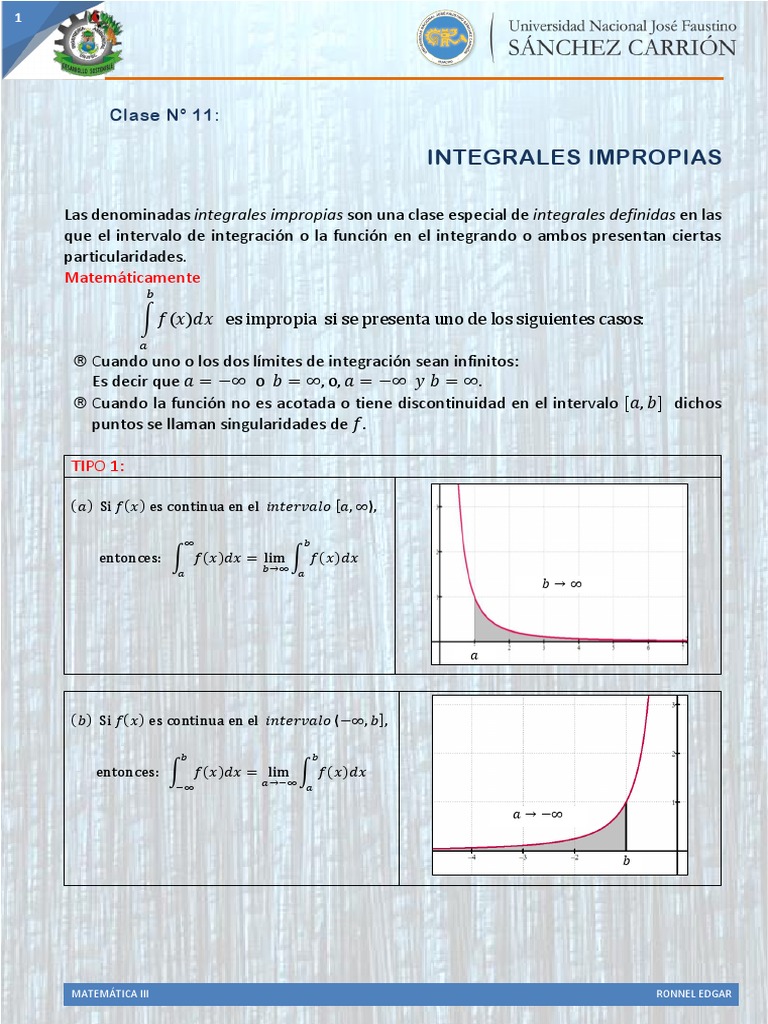 Clase 11 INTEGRALES IMPROPIAS Amb | PDF | Integral | Relaciones matematicas