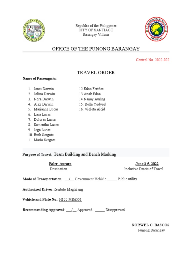 Office of The Punong Barangay: Team Building and Bench Marking | PDF ...