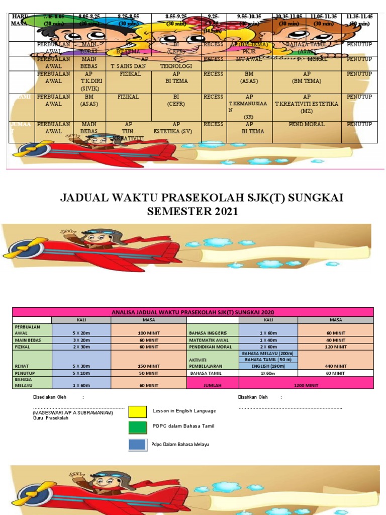 Jadual Waktu 2021 Prasekolah SJKT Sungkai 1 | PDF