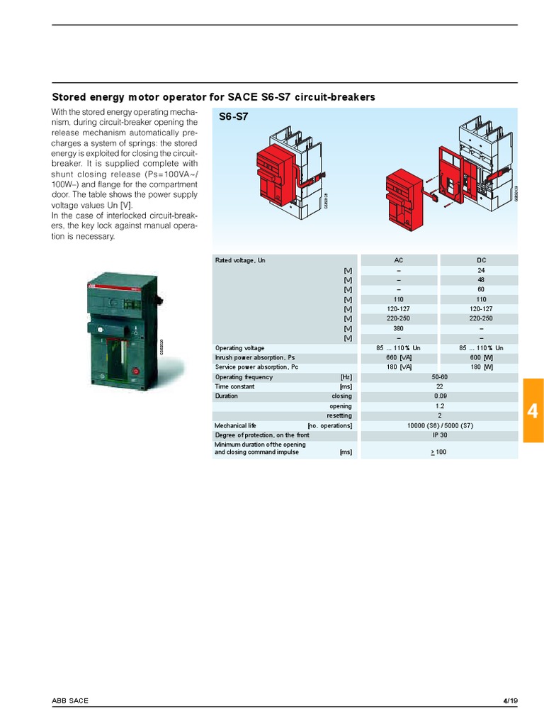 Stored Energy Motor Operator For SACE S6-S7 Circuit-Breakers | PDF ...
