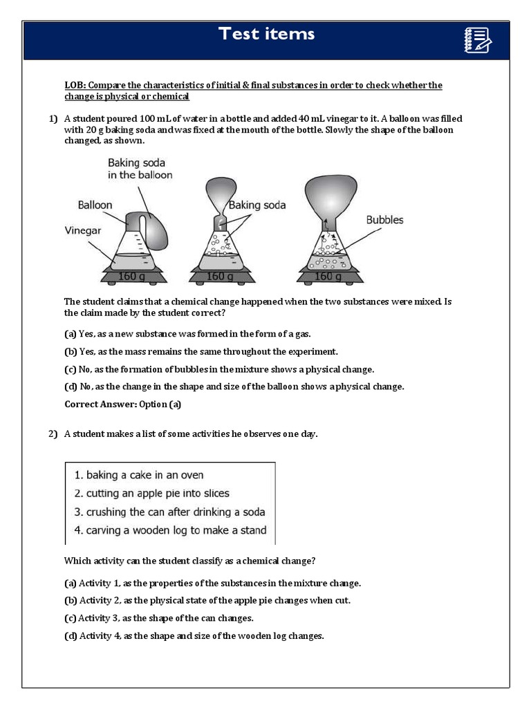 Chemical Reaction Class 10 Activity PDF Chemical Reactions Silver