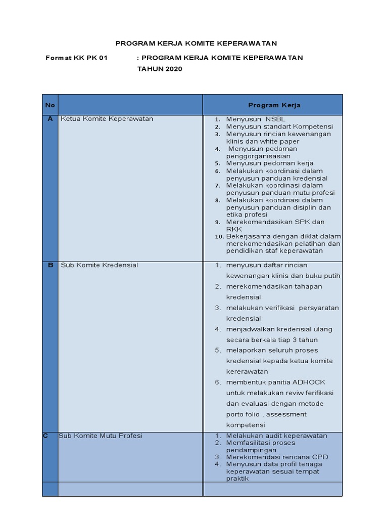 Program Kerja Komite Keperawatan | PDF | Karier & Perkembangan | Bisnis