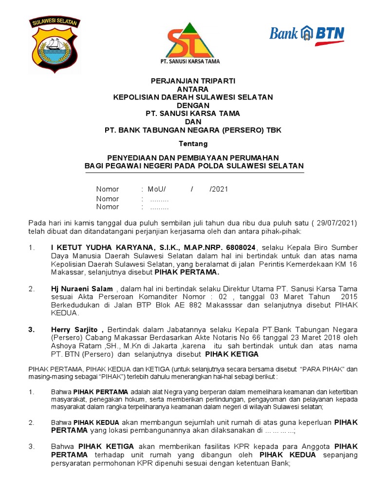 Contoh Tripartit (Mou) | PDF