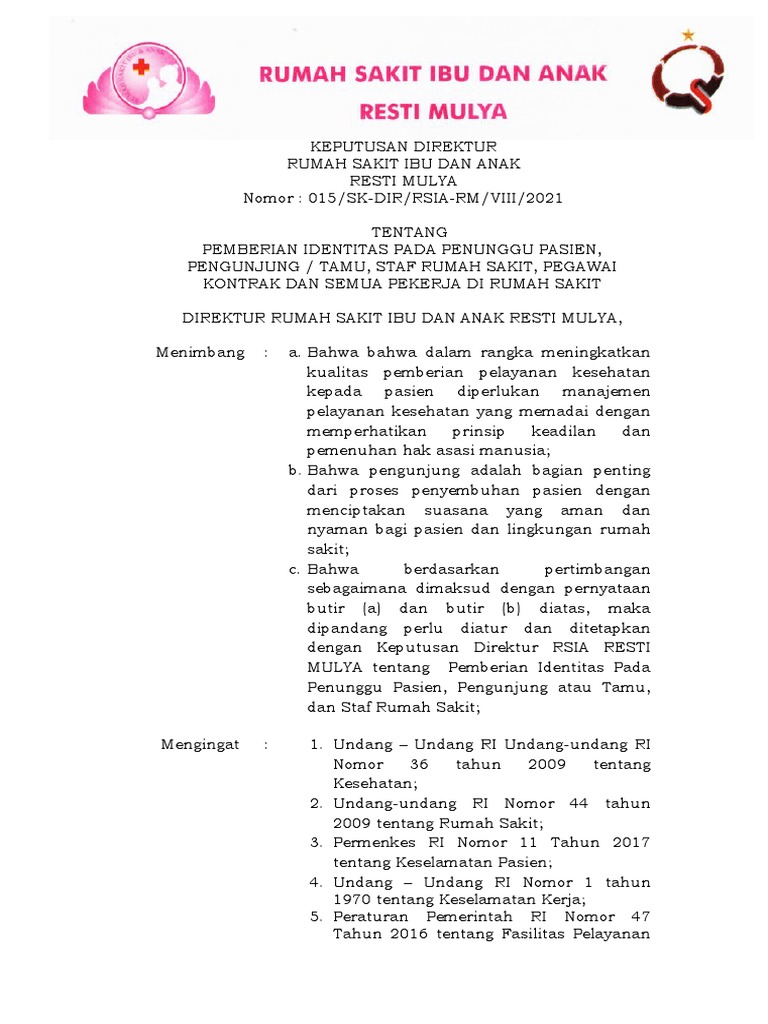 Identitas Pengunjung RSIA Resti Mulya | PDF | Pengelolaan Keuangan ...