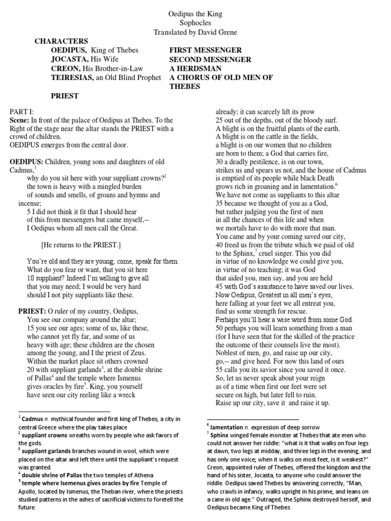 Oedipus the King: Scene 1 Analysis | PDF | Oedipus | Apollo