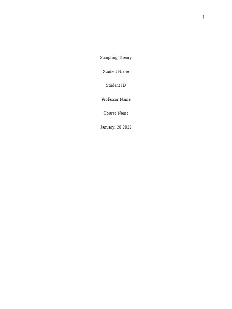 Sampling Theory | Download Free PDF | Statistics | Sampling (Statistics)