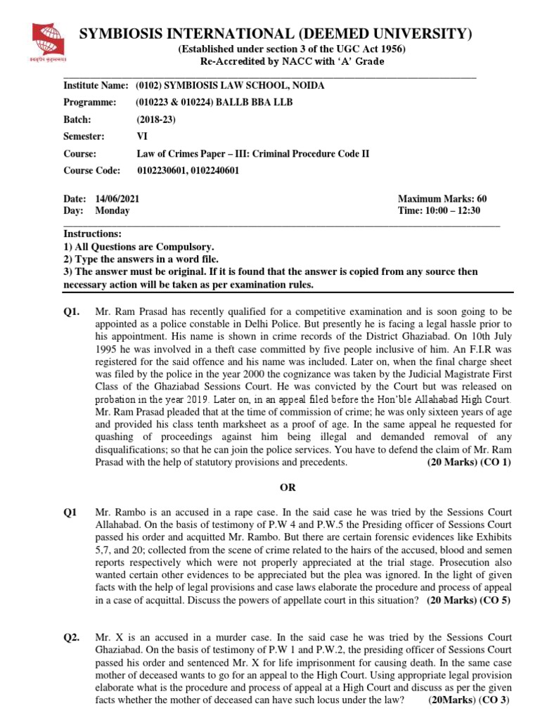 Law of Crimes Paper III (2021) | PDF | Crimes | Crime & Violence