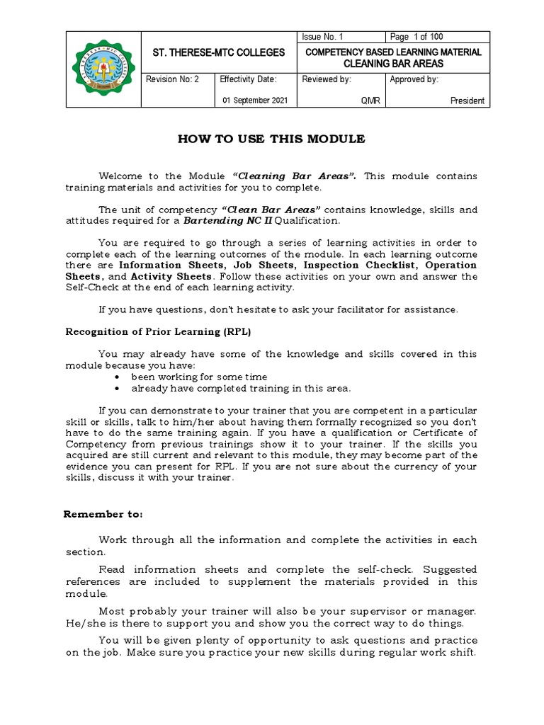 Sample CBLM | PDF | Vacuum Cleaner | Tableware