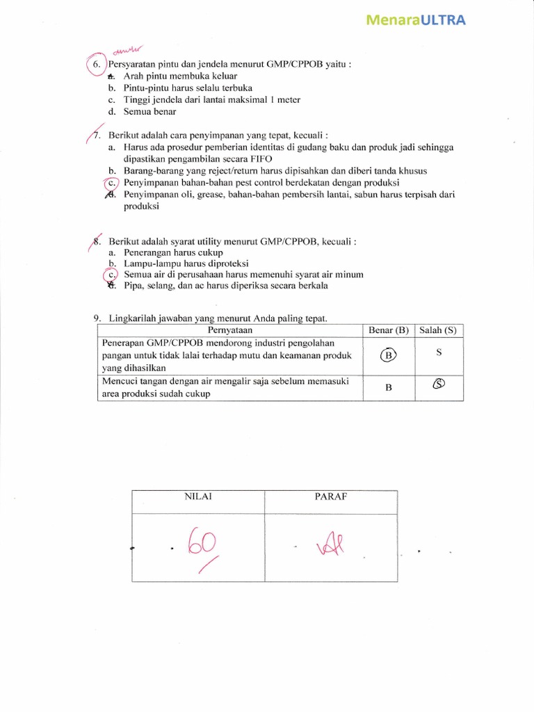 P15. Pre Test & Post Test Pelatihan GMP | PDF
