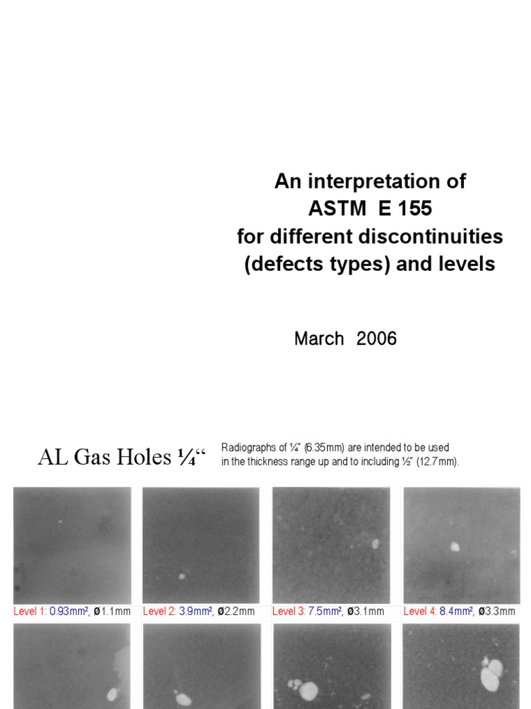 An Interpretation of ASTM E 155 for Different Discontinuities (Defect ...