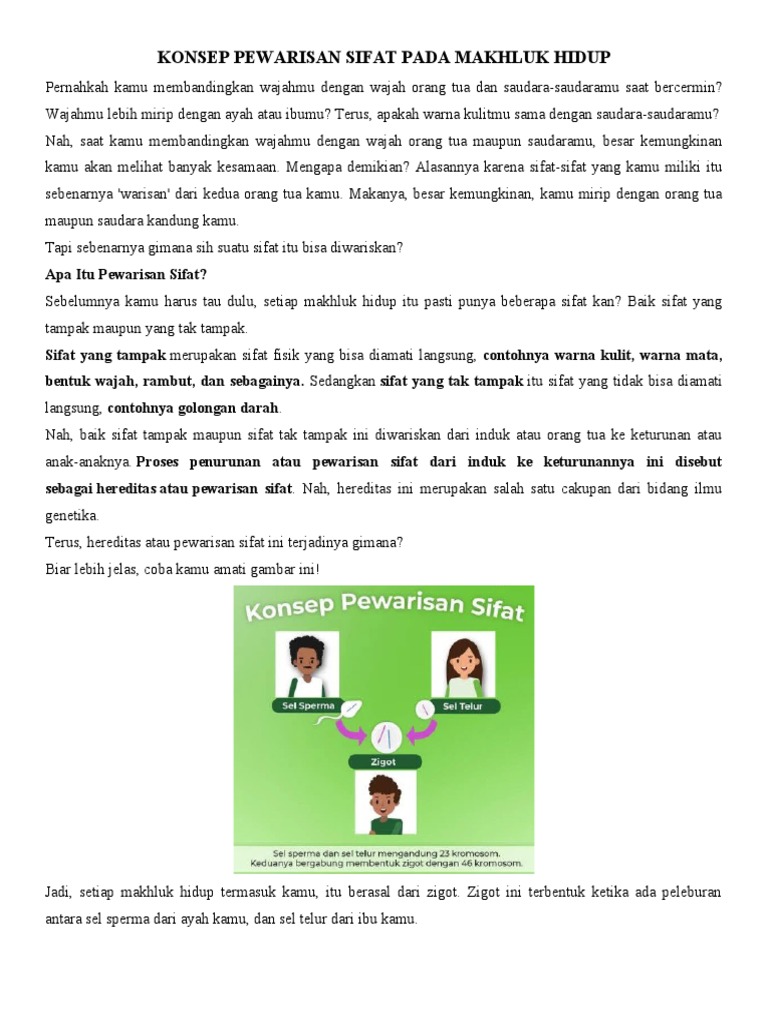 KONSEP PEWARISAN SIFAT PADA MAKHLUK HIDUP - Kelas 9 - IPA | PDF