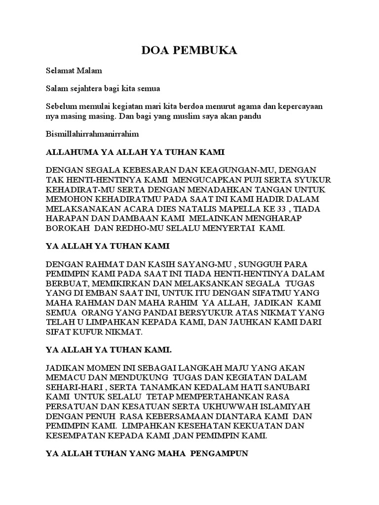 Doa Acara | PDF | Agama & Spiritualitas