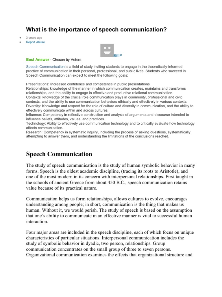 Importance of Speech in Communication | PDF | Public Speaking ...