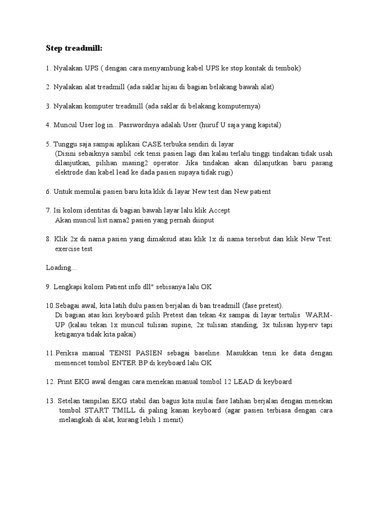 Prosedur Penggunaan Step Treadmill | PDF | Kesehatan Holistik