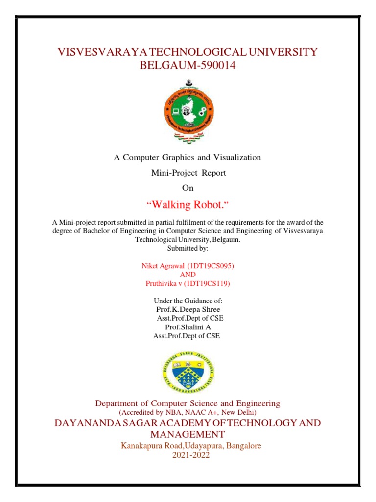 Visvesvaraya Technological University BELGAUM-590014: Walking Robot ...