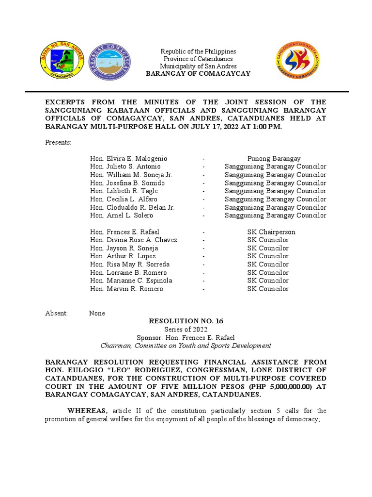 Resolution Asking Financial Assistance | PDF | Government