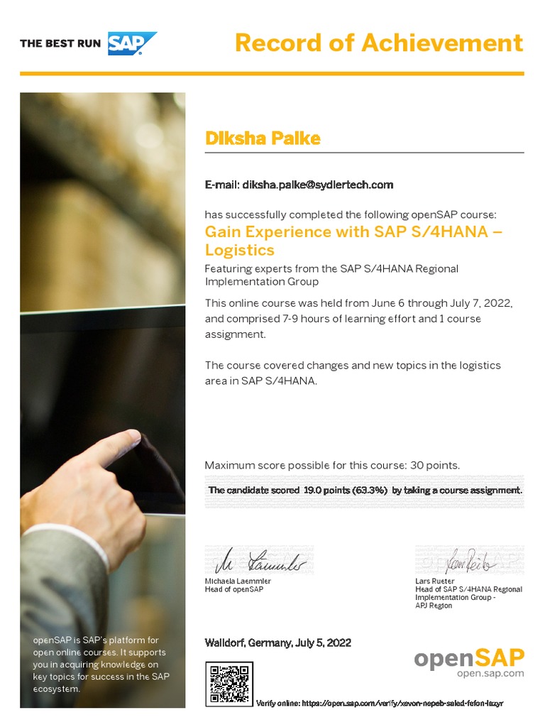 s4h26-1 RecordOfAchievement | PDF | Business