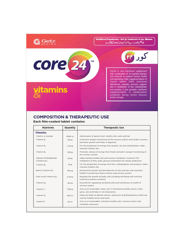 Vitamins Minerals: Composition & Therapeutic Use | PDF | Vitamin ...