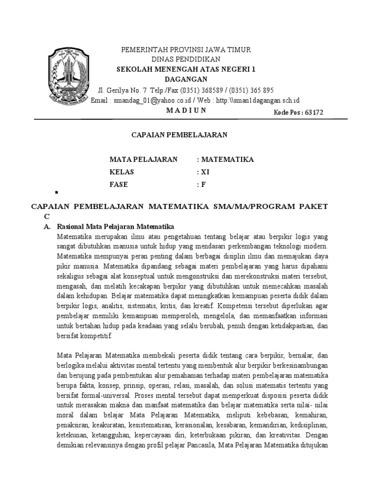 Capaian Pembelajaran Matematika | PDF