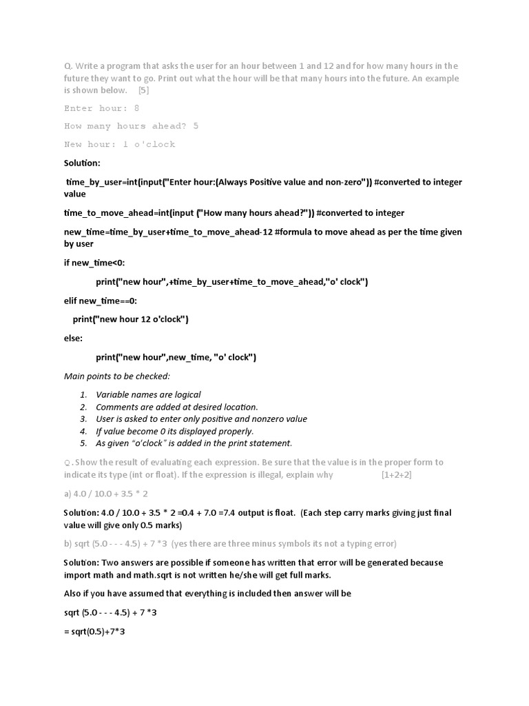 Mid Sem Questions Pdf