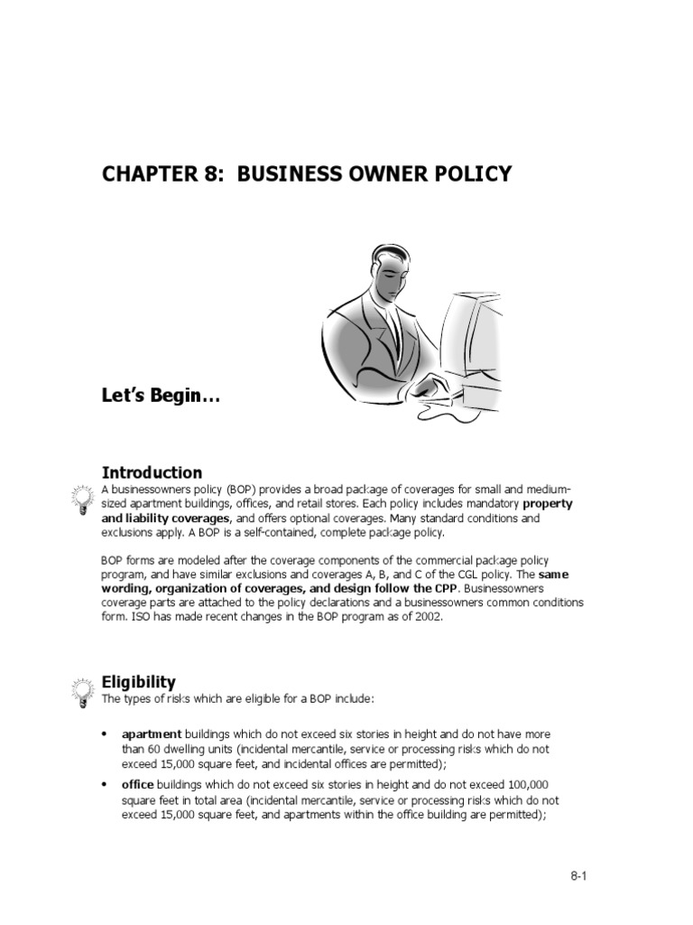 Chapter 8: Business Owner Policy: Let's Begin | PDF | Liability ...