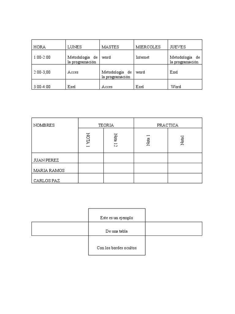 Práctica Tablas (Sin Resolver) | PDF | Informática