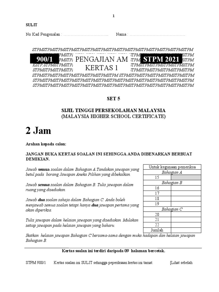 Set 5 Latihan Berpandukan Soalan STPM | PDF