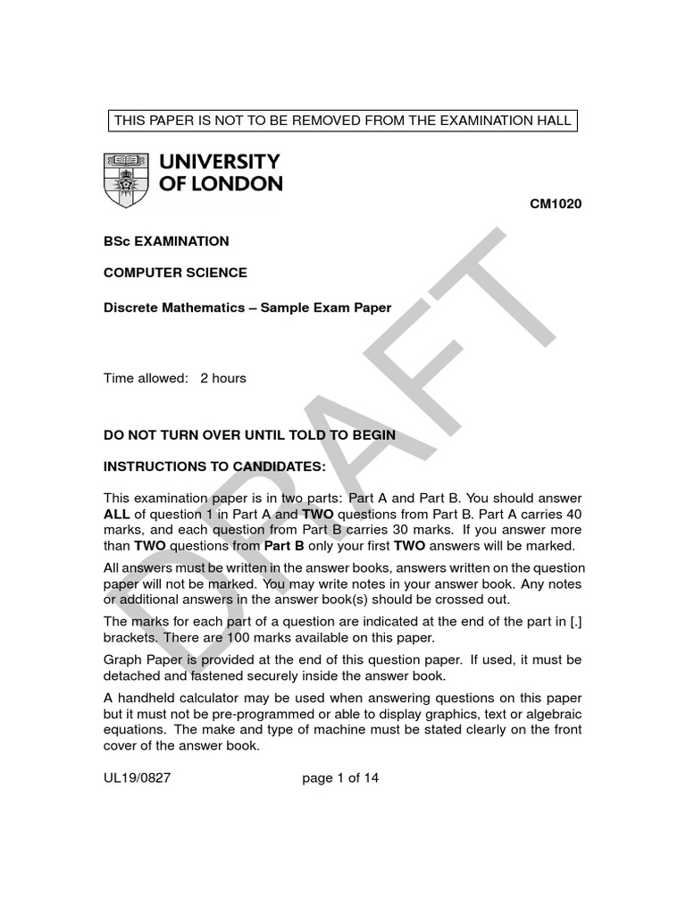 Sample Exam Paper | PDF | Function (Mathematics) | Mathematical Concepts