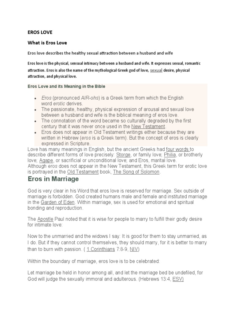 Eros Love What Is Eros Love | PDF | Love | Intimate Relationships